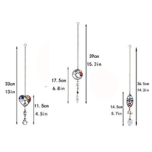 H&D HYALINE & DORA Handmade Chakra Suncatcher Window Hanging Crystal Drop Prism Ornaments,Pack 3pcs