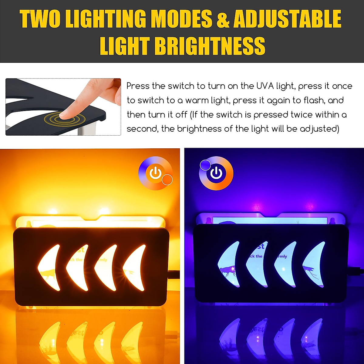 2 Pack Flea Traps for Inside Your Home, Flea Trap with Adjustable Light Modes & 4 Flying Insect Trap Sticky Refill Discs, Pest Trapper for Fleas, Flies, Mosquitoes