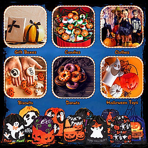 Hosuly 100 Pcs Large Halloween Drawstring Backpack Goody Bags 16.5 x 13.4 Inch Huge Trick or Treat Polyester Sack Gift Backpack Candy Bags Halloween Drawstring Bags Bulk for Party Gift Wrap Bags