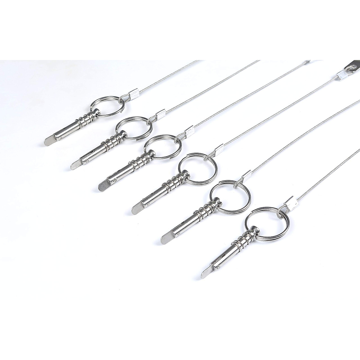 Boat Quick Release Pin 1/4" Dia w/Drop Cam & Spring - Lanyard Prevents Loss Stainless Steel Bimini Top Pin Marine Hardware 6 PCS