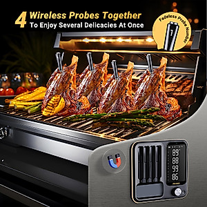 Inkbird Grill Thermometer,Bluetooth Smoker Thermometer,Cooking Digital BBQ Thermometer with 150FT,Alarm and Timer Kitchen Meat Thermometer for Grilling,Roasting,Oven,3 Meat Probes and 1 Oven Probe