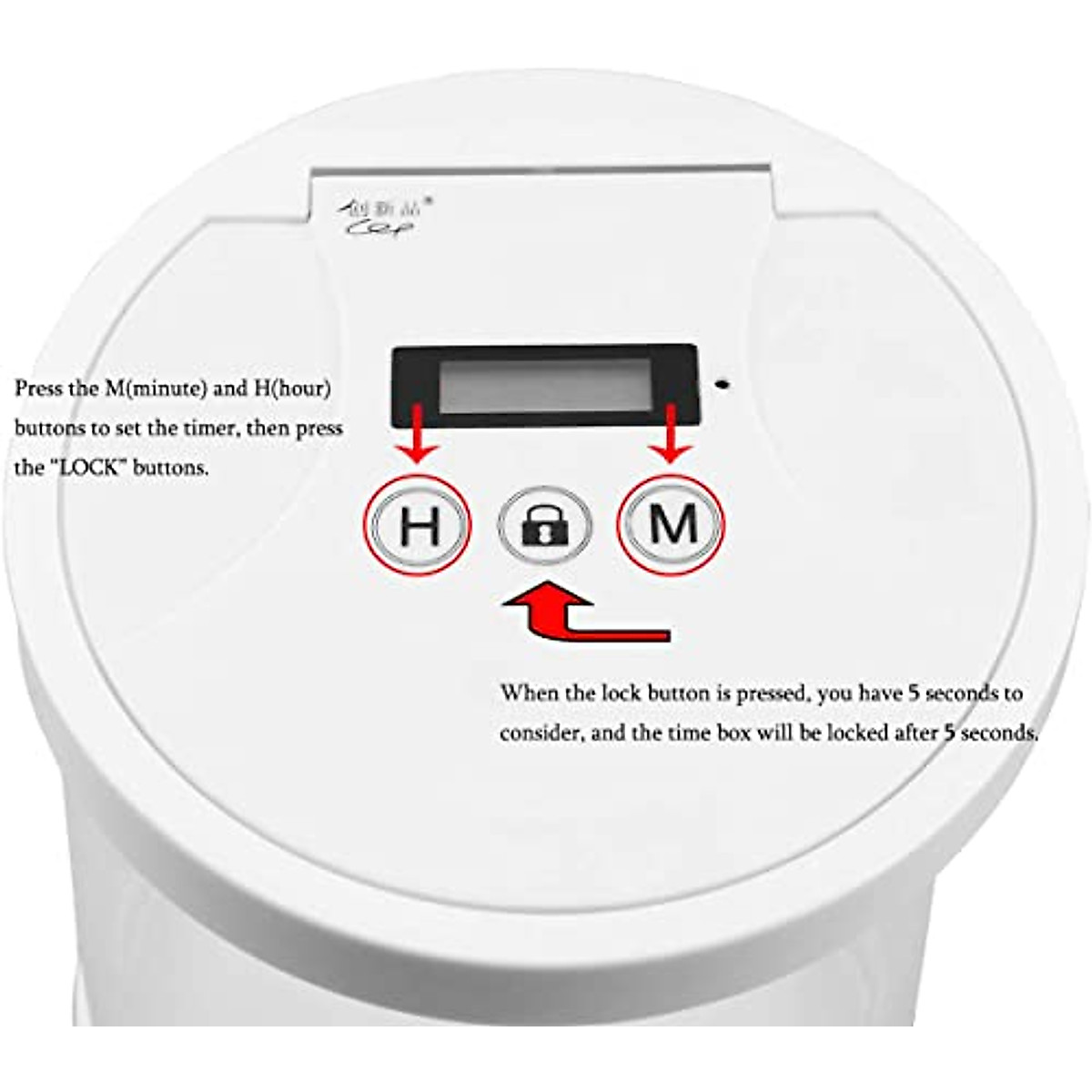 JRing Time Locking Box Timed Lock Storage Container Pantry Self-control 6" Timer Locker for Phone Snacks Food Medicines Credit Card Alcohol Gaming Machine or Other Addictive(White)