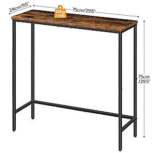 HOOBRO Narrow Console Table, 29.5" Small Entryway Table, Thin Sofa Table, Side Table, Display Table, for Hallway, Bedroom, Living Room, Foyer, Rustic Brown and Black BF75XG01