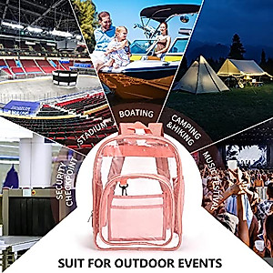 2BK Clear Backpack Heavy Duty PVC Clear Backpack with Lined Mesh Pockets for Gym, School, Sports, Work, Safe Travel, University ,See Through PVC School Bag for Women Men and Child