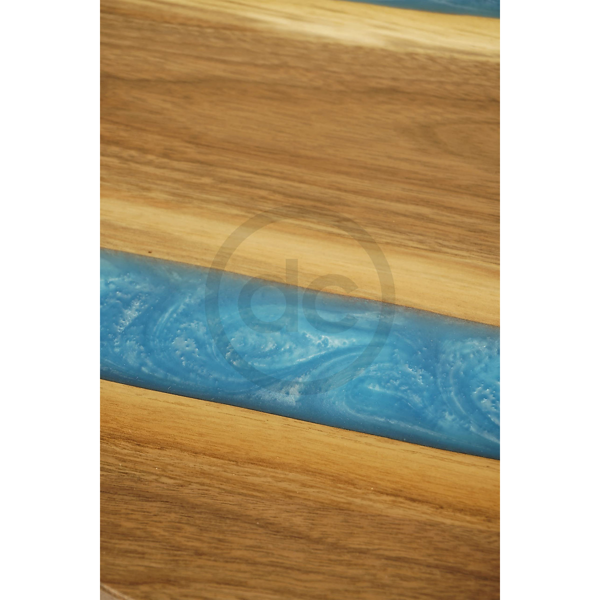 DutchCrafters 17" Round Lazy Susan, Solid Walnut Wood with Blue Resin Epoxy River Rotating Tray - Amish Made in America