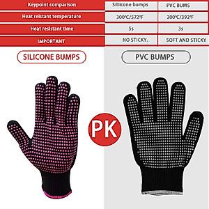 Heat Resistant Silicone Mat and Glove Set for Hair Straighteners and Flat Irons - 11" x 6" Mat, 8.7" x 5.2" Bump Glove, Black