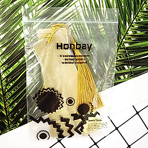 Honbay 2PCS Gold Brass Straight Rulers Metal Copper Bookmarks with Tassels for Home School Library or Travel (5 Inch)