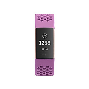 Fitbit Charge 3 Accessory Band, Official Fitbit Product, Sport, Berry, Small