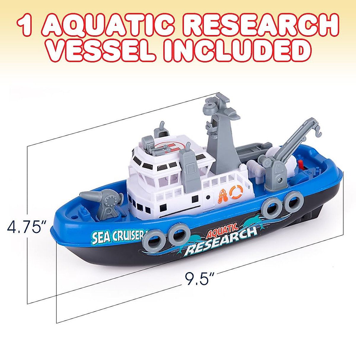 ArtCreativity Aquatic Research Vessel, BatteryOperated Toy Ship for Kids, Floats in Water, Floating Bathtub and Pool Toy for Boys and Girls, Best Birthday Gift for Children