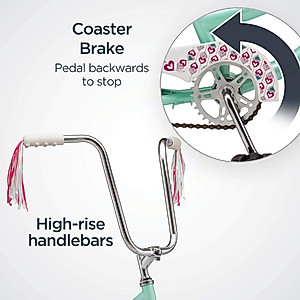 Schwinn Hazel Polo Kids Bike, For Boys and Girls Ages 7 and Up, Classic Cruiser Vintage Look, 20-Inch Wheels, Single Speed, Suggested Rider Height 4'0" to 5'0", Polo Mint