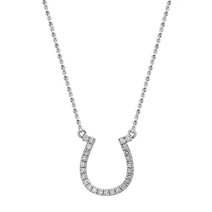Dazzlingrock Collection 0.22 Carat (ctw) Round White Diamond Horseshoe Pendant with 18 inch Silver Chain for Women in 14K White Gold