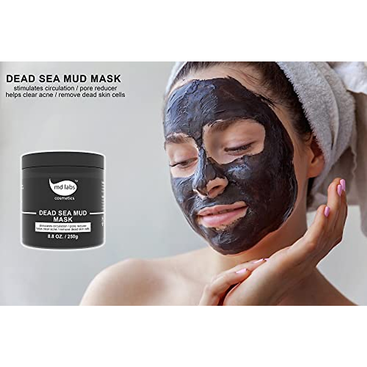 md labs cosmetics Dead Sea Mud Mask - for Face and Body - Spa Quality Pore Reducer - Natural Skin Care for Women and Men - Tightens Skin for A Healthier look- 8.8 oz
