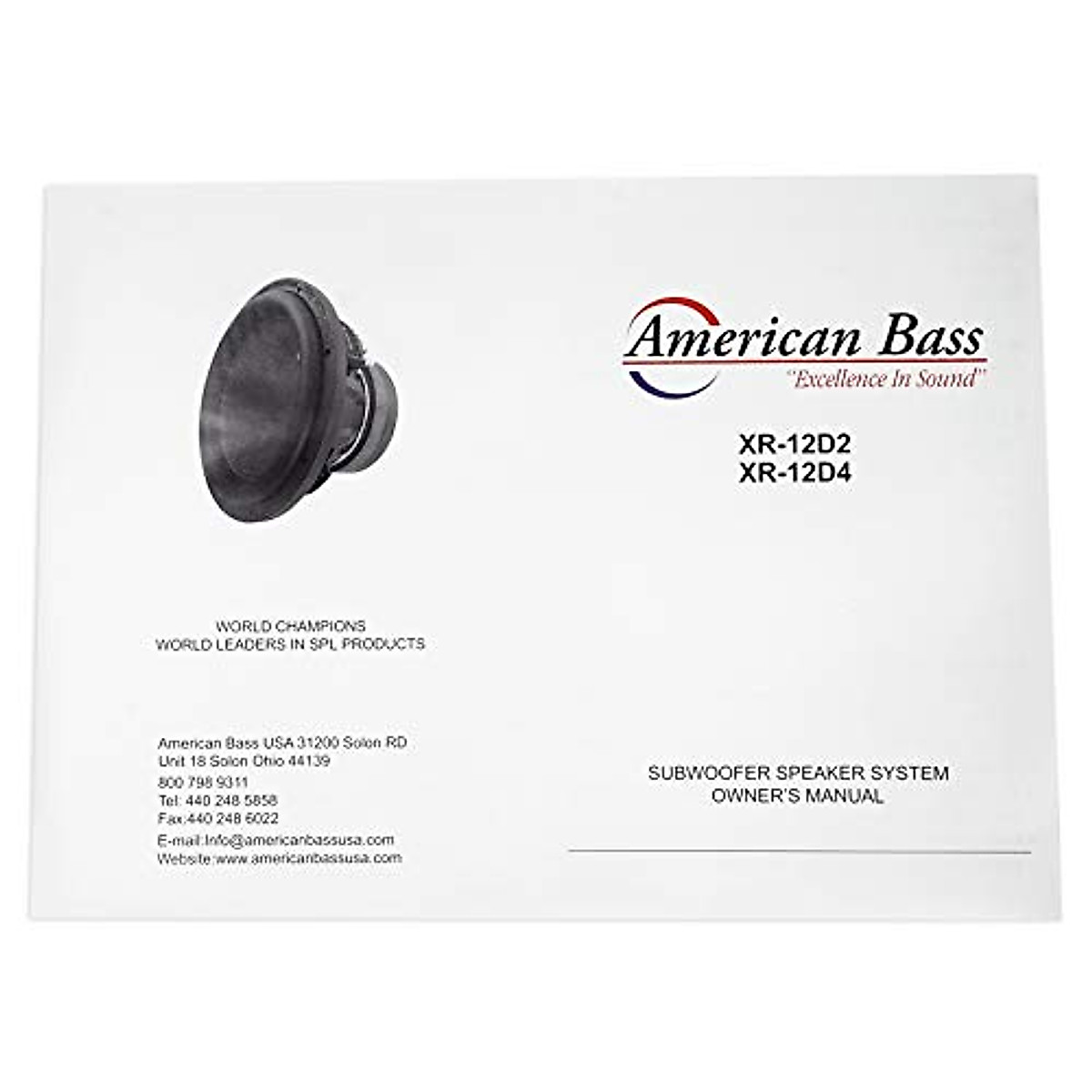American Bass XR-12D2 12" 2,400 Watts Max Power Dual 2 Ohm Car Subwoofer