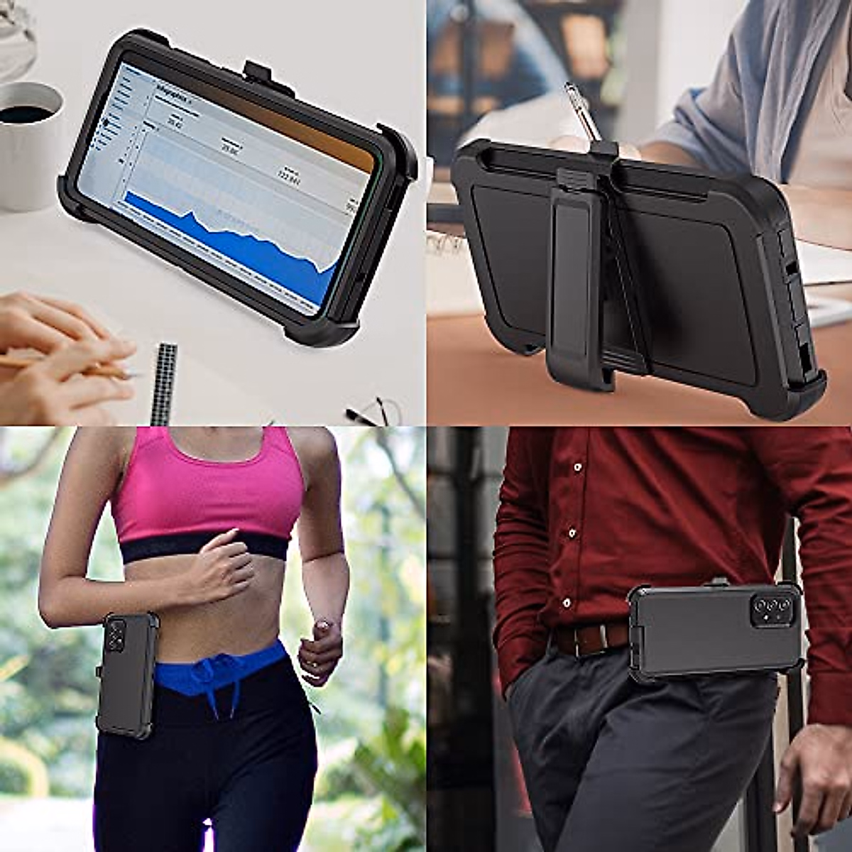 TENCO Compatible with Samsung Galaxy A52 5G Case,with Screen Protectors,Heavy Duty Rugged Shockproof Full Body Protection Kickstand Case with Belt Clip Holster for Samsung Galaxy A52 5G(Black)