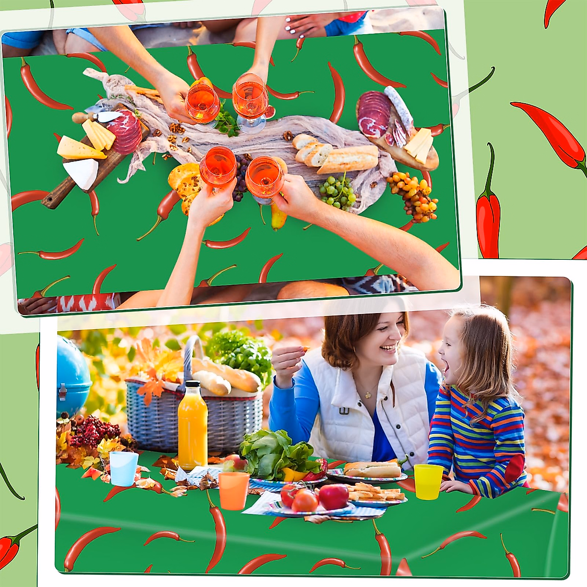 Peryiter 4 Pcs Chili Cook Party Decorations Off Tablecloth 108''x54'' Cinco De Mayo Tablecover Plastic Pepper Table Cover Disposable Chili Pepper Decoration Chili Pepper Supplies for Rectangle Table