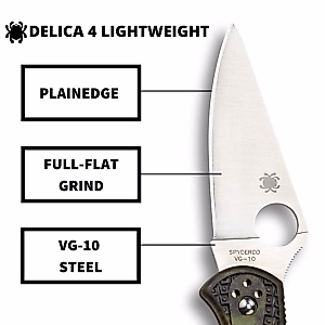 Spyderco Delica 4 Lightweight Signature Knife with 2.90" Flat-Ground Steel Blade and Zome Green FRN Handle - PlainEdge - C11ZFPGR