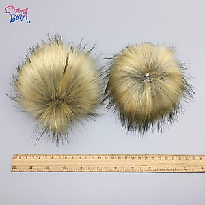 Furryvalley Faux Fur Pompom 6pcs DIY Crafts Fluffy Balls for Hat Shoes Scarves with Snap Fastener Removable Knitting Hat Horse Riding Hat Silk Accessories 6 Inch Extra Large(Brown)