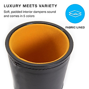 Brybelly Dice Set with Dice Shaker Cup - Perfect for Casino Dice Game - Dice Games for Family - Quality Leather Dice Cup - Poker Dice Shaker - Multicolor Dice Cups and 25 Multicolor Dice Sets