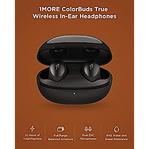 1MORE Colorbuds Wireless Earbuds Bluetooth 5.0 Headphone with Fast Charging, Qualcomm Chip IPX5 Waterproof Stereo in-Ear Earphones CVC8.0 Build-in Dual Mic ENC Auto Play/Pause, 22H