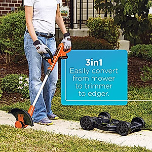 BLACK+DECKER Cordless Lawn Mower, String Trimmer, Edger, 3-in-1 (MTC220)