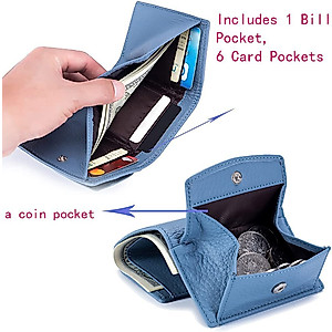 MUGUOY New Unisex Anti-Credit Card Fraud Folding Mini Wallet,Genuine Leather RFID Blocking Card Holder Organizer Pocket,Multi Compartment Bifold Clutch Wallet for Cards,Coins,etc. (Black)