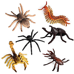 RCOMG 12 PCS Small Realistic Insects Figures Toys, Plastic Wildlife Animal Fake Bug Toys Halloween Party Favor School Project Bug Figurines Set for Kids Toddlers
