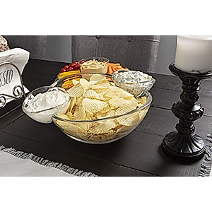 Summer at the Shore Double Dip Bowl, Perfect for Chips or Vegetables, Party Planning Accessory, Space-Saving Trendy Design, Clear Chips and Dip Server One Size