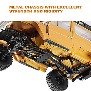 BEEZRC FMS 1/10 RC Crawler FJ40 Toyota Licensed RS 4WD 2.4G Model Car Hobby 4x4 RC Rock Crawler RC Car Offroad RC Truck Remote Control Car with Transmitter for Adults(Yellow) FMS11035RSYL