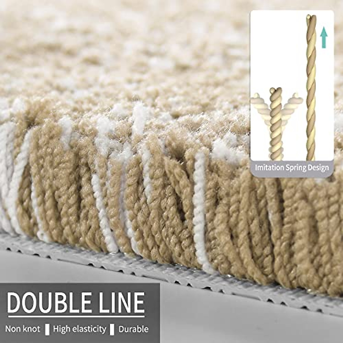 Yimobra Bathroom Rugs, Extra Soft Comfortable Bath Rugs, Non-Slip, Water Absorbent and Thick Bathroom Floor Mat, Machine Washine, Shaggy Rugs for Shower Bathtubs, 24"x17", Beige
