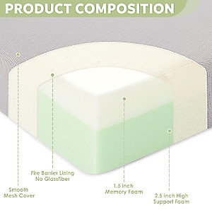 Lazyzizi Foldable Mattress 4Inch Folding Mattress Fold Out Floor Sofa Bed for Adults, Camping, Guest, with Headrest, Breathable & Washable Cover (Queen)