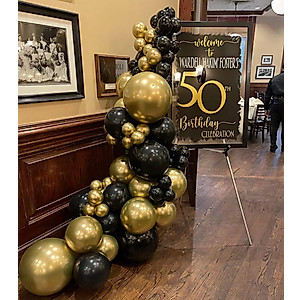 Black and Gold Balloon Garland Arch Kit, 158 Pcs 18" 10" 5" Latex Balloon Set for Baby Bridal Shower Birthday Wedding Bachelorette Party Decorations Supplies