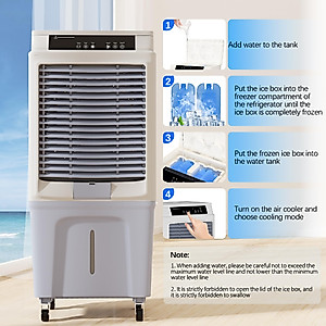 MEPTY Evaporative Air Cooler, 3288CFM Swamp Cooler, Portable Air Cooler Fan with Remote Control, 3 Speeds, 120°Oscillation, 12H Timer for Indoor & Outdoor Patio Garage Use,10.6 Gallon,42inch