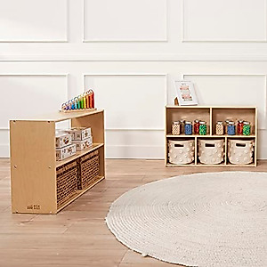 ECR4Kids Streamline 2-Shelf Storage Cabinet, 24in High, Double-Sided Display, Natural