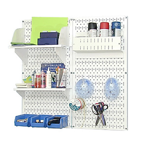 Wall Control Pegboard Hobby Craft Pegboard Organizer Storage Kit with White Pegboard and White Accessories
