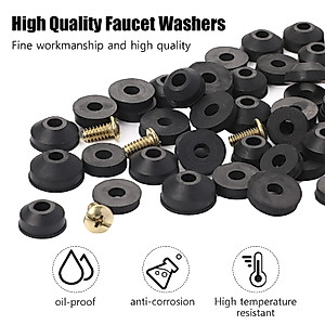 Faucet Washers,58 Pack Faucet Washer Assortment Kit Faucet Parts Washer Flat and Beveled Rubber Faucet Washers Assortment Replacement Kit for Repairing Faucet Leak Worn Out Washer Replacements