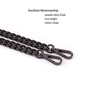 Xiazw 47'' Light Metal Crossbody Purse Chain Straps Replacement for Bag Handbag (Black)