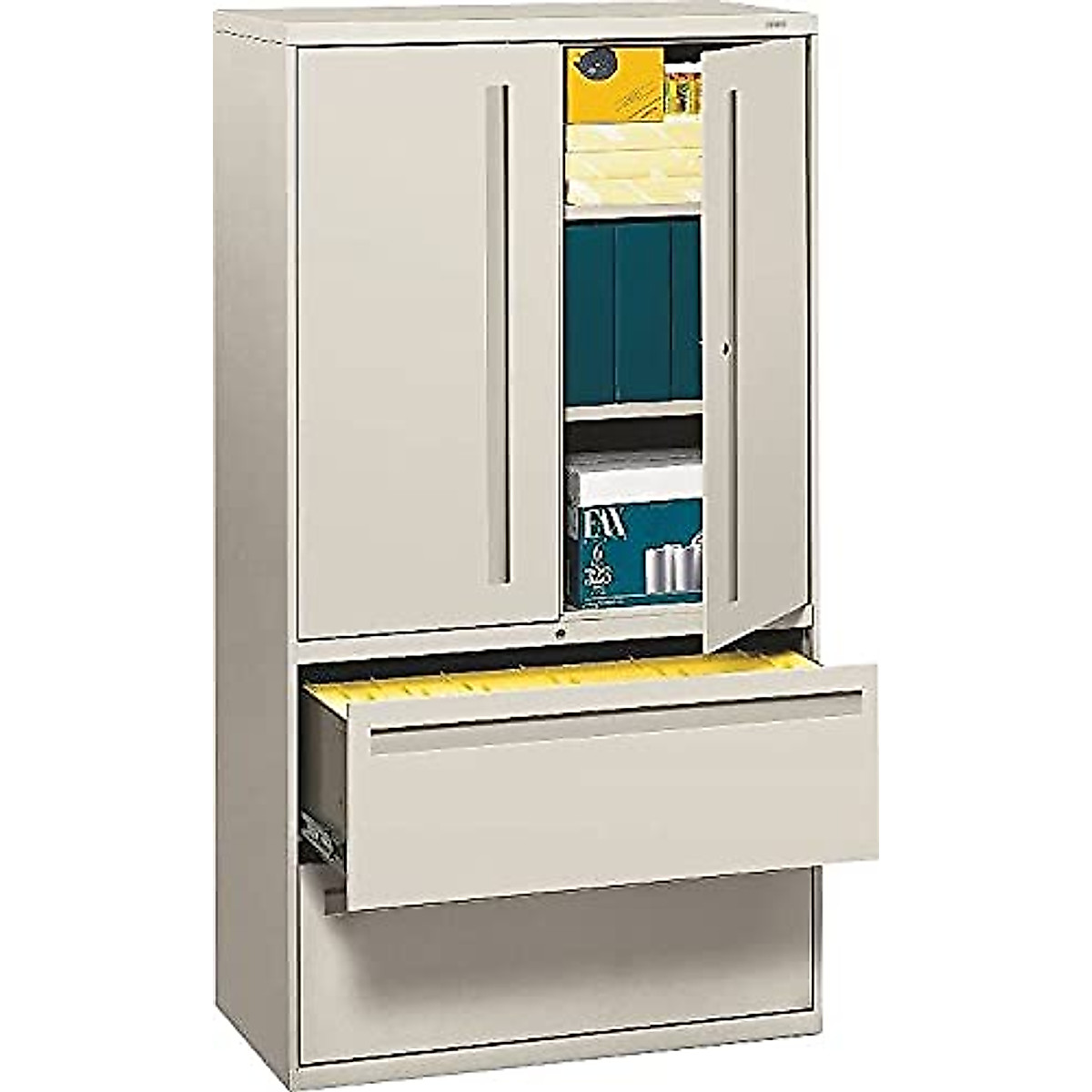 HON 785LSQ 700 Series Lateral File w/Storage Cabinet, 36w x 18d x 64.25h, Light Gray