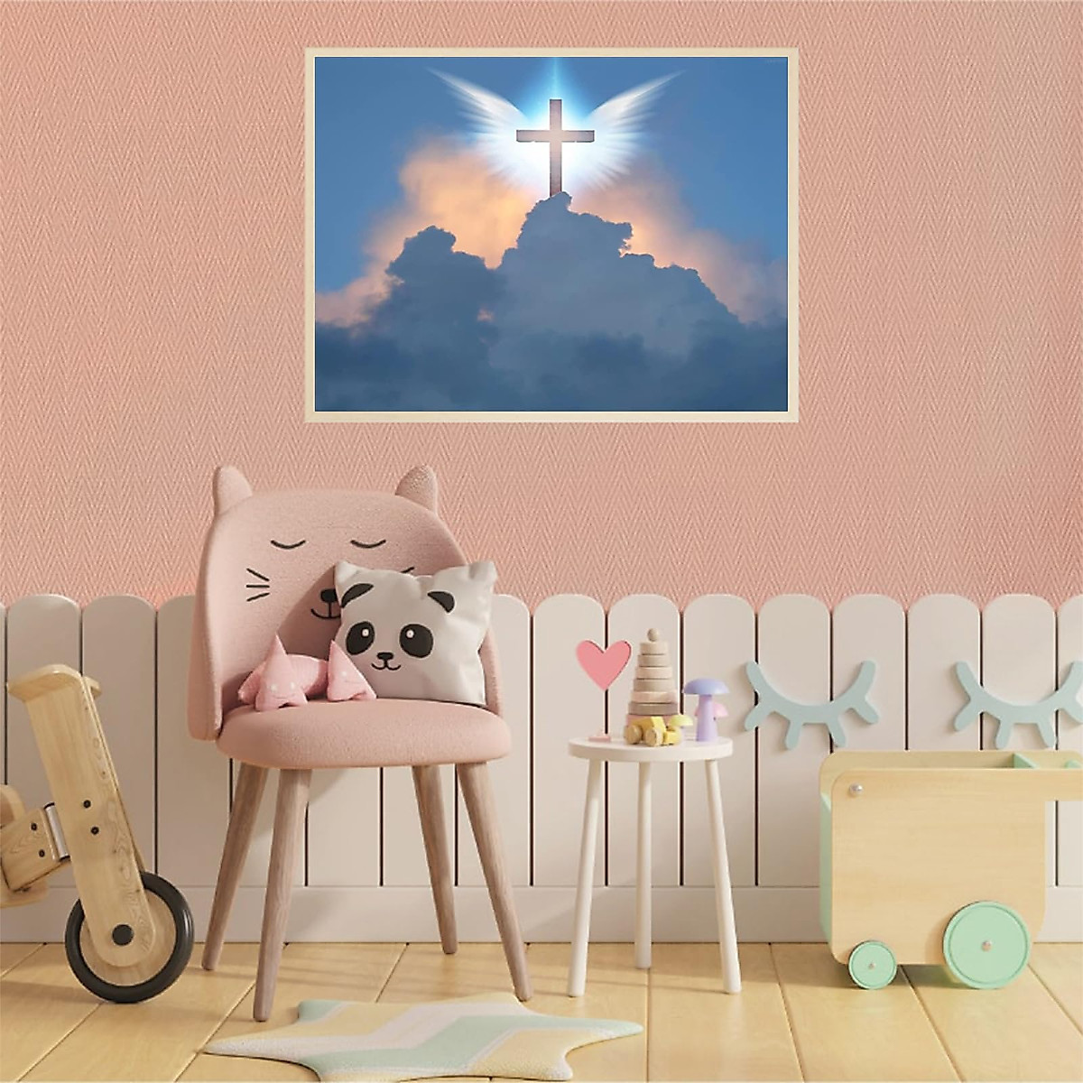 DIY 5D Diamond Painting Kits for Adults Jesus Cross Sunshine Angel Wings Clouds Holy Light for Christmas for Wall Decor 12x16 Inch