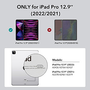 ESR for iPad Pro 12.9 Case (6th/5th Generation, 2022/2021), Removable Magnetic Cover, Adjustable Portrait/Landscape Stand with Raised Display View, 9 Standing Angles, Shift Series, Purple