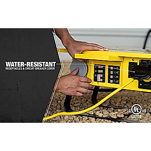 Southwire 019703R02 6506UGSX 50A Temp PWR X-TREME Box 6-Straight Blade SLED Base, 1 Pack, Yellow