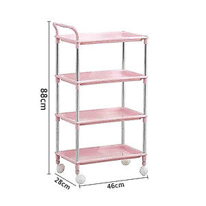 YGCBL Multifunction Portable Hand Trucks,Trolleyserving Trolley Cart Abs Plastic Universal Wheel 4 Tier Drain Moisture Lightweight Armrest Balcony, Load 18 Kg, 3 Colors,Beige