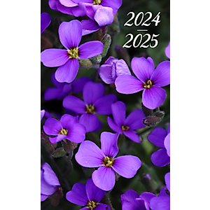 2024-2025: 24 Month Monthly Pocket Planner from JANUARY to DECEMBER 2 Year Small Size for Purse | Personalized Plan & Organizer Schedule, Appointment ... Federal Holidays | Purple Flowers Cover