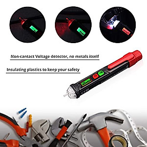 Neoteck Non-Contact AC Voltage Tester Pen Phase Sequence Detector with Adjustable Sensitivity 12V-1000V/48V-1000V, LCD Display, Buzzer Alarm, LED Flashlight, Live/Null and 3 Phase Wire Judgment