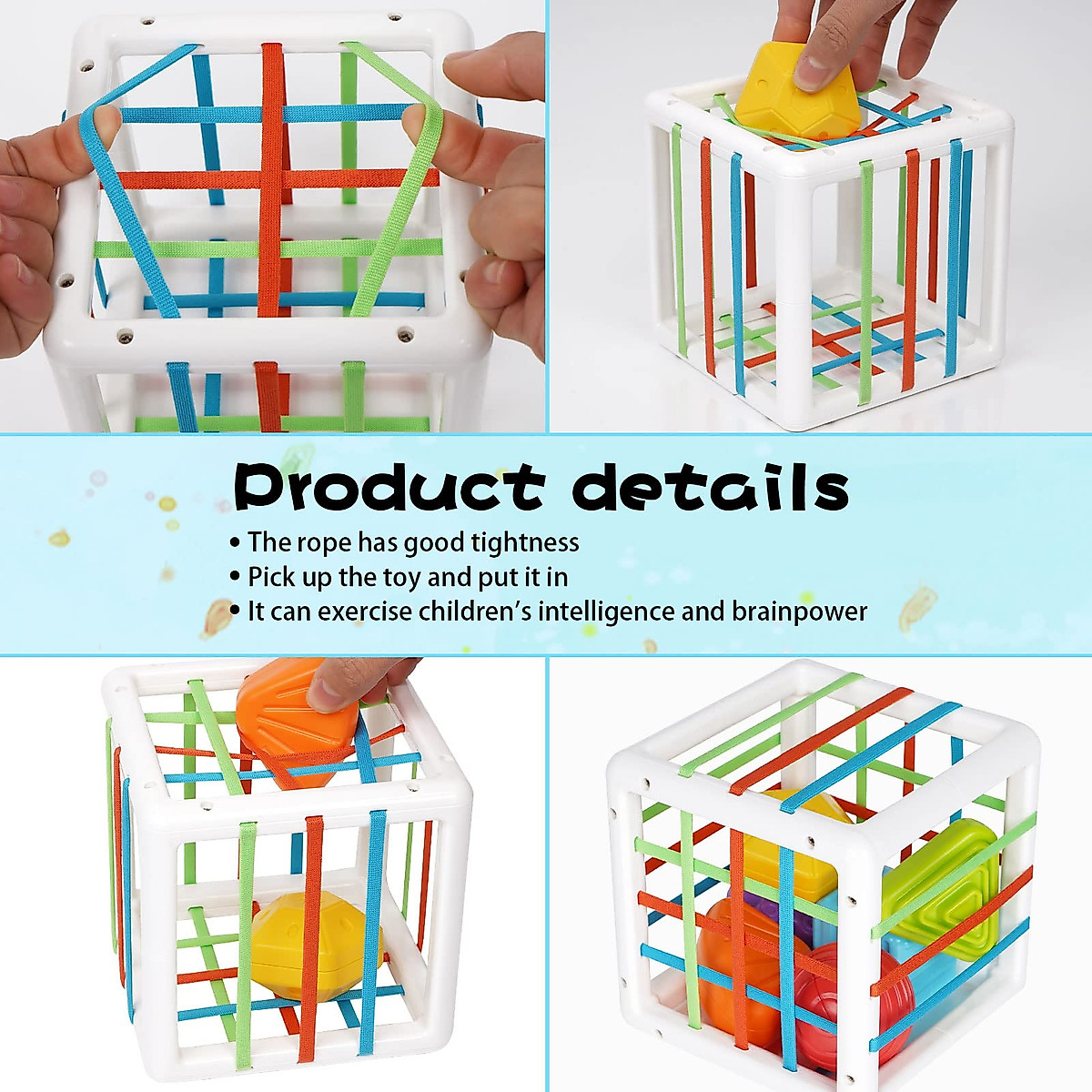 Baby Sensory Montessori Toys for 1 Year Old, 2 in 1 Silicone Pull String Toy, Toddler Travel Toys Sensory Toys for Toddlers 1-3, Baby Toys Fine Motor Skills Toys First Birthday Gift for Boys Girls