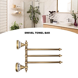 Luqeeg Antique Brass Swivel Towel Holder, European Towel Holder with Wall Mounted Kit, Rotated Towel Rack for Kitchen, Bathroom, Home and Commercial Use, Space Saving