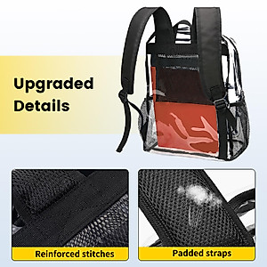 Vorspack Clear Backpack Heavy Duty PVC Transparent Backpack with Reinforced Strap for Workplace - Black