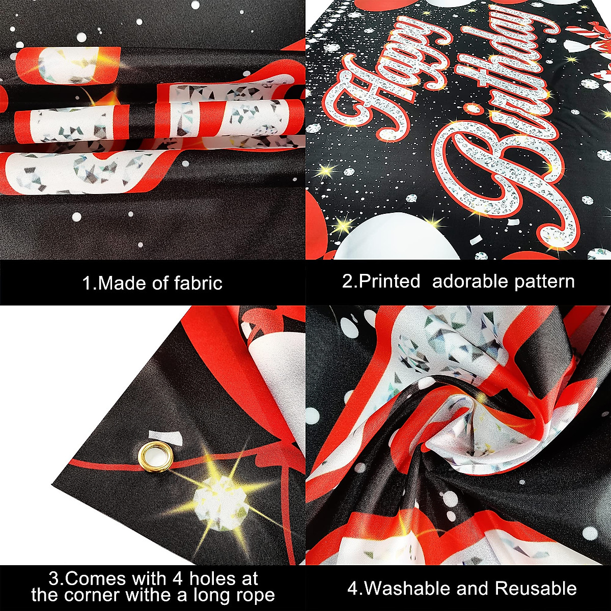 KatchOn, XtraLarge Red Happy Birthday Banner - 72x44 Inch | Red and Black Birthday Decorations | Happy Birthday Banner Red and Black | Happy Birthday Sign for Backdrop | Birthday Party Decorations