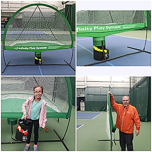 Infinity Play System Rebounder Net with Multi-Twist Mini Ball Machine for Tennis and Pickleball
