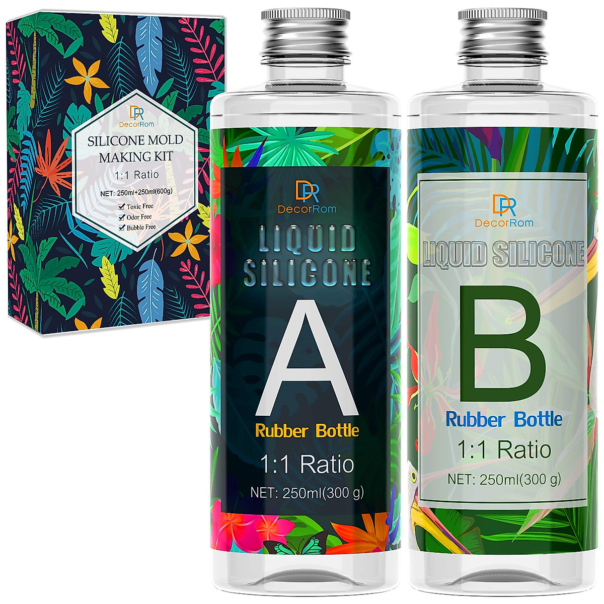 Silicone Mold Making Kit - Liquid Translucent Silicone Rubber for Silicone Molds Making - Easy 1:1 Mixing Ratio Silicone for DIY Resin Molds, Casting, Jewelry Making, Manual Making, Crafts (22 oz.)