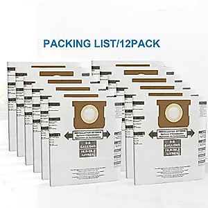 12 Pack Type E & Type H Replacement 90661 90671 CMXZVBE38767 Vacuum Dust Bags Compatible with Shop Vac CRAFTSMAN 5-8 Gallon Wet Dry Vacuum